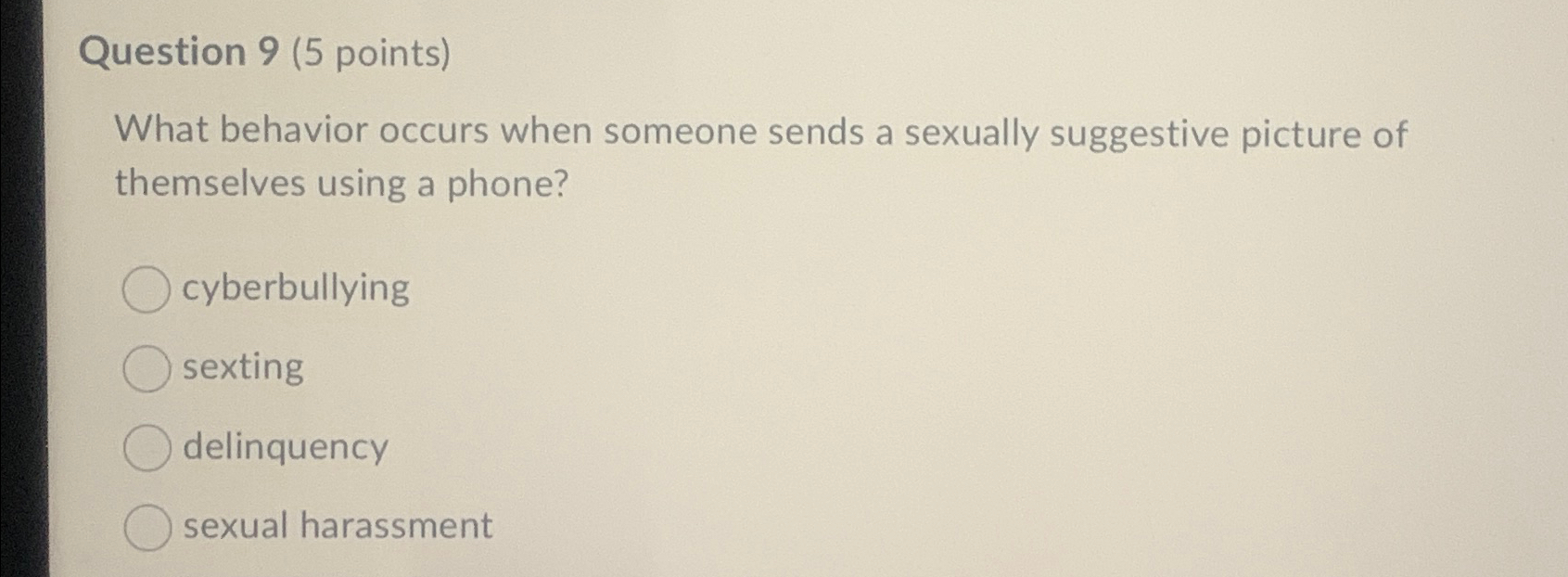 Solved Question 9 (5 ﻿points)What behavior occurs when | Chegg.com