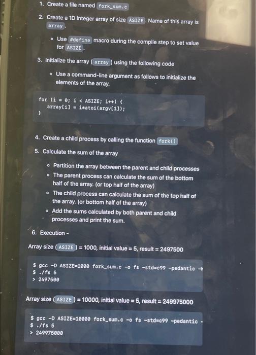 Solved 1 Create A File Named 2 Create A 1d Integer Array 8061