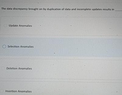 Solved The data discrepancy brought on by duplication of | Chegg.com