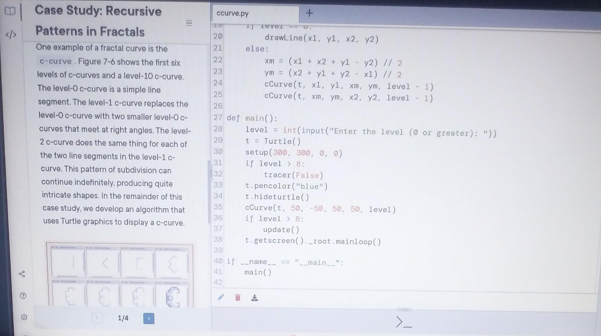 2 Program file: ccurve.py Summary 3 Author: Ken 4 | Chegg.com