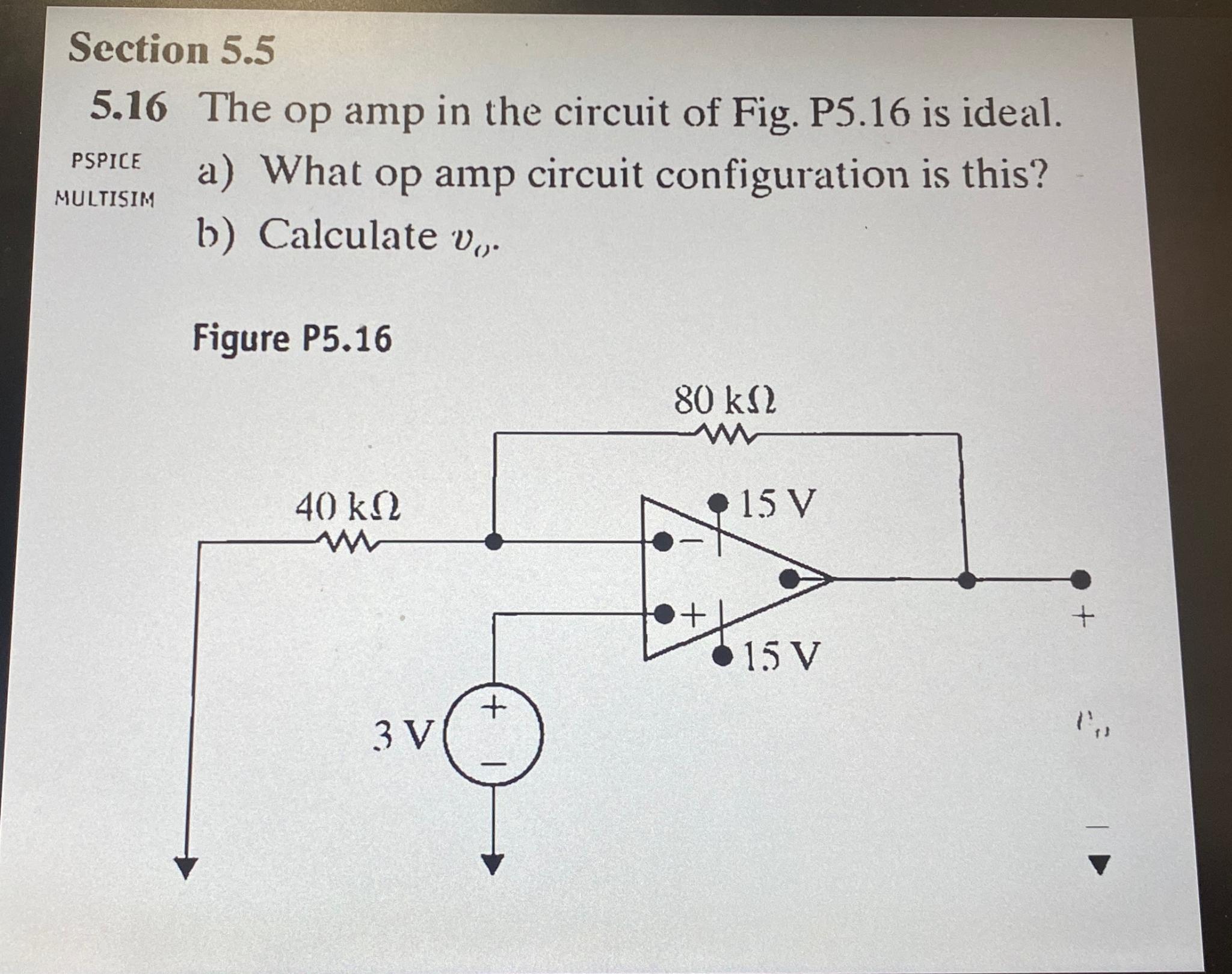 Solved Section 5.55.16 ﻿The op amp in the circuit of Fig. | Chegg.com