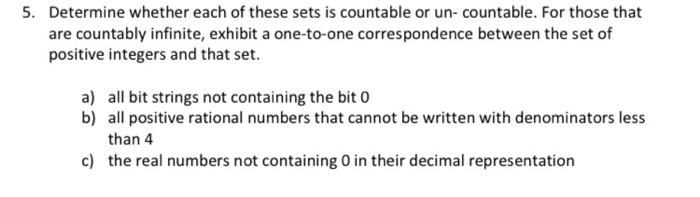 Solved 5. Determine whether each of these sets is countable | Chegg.com