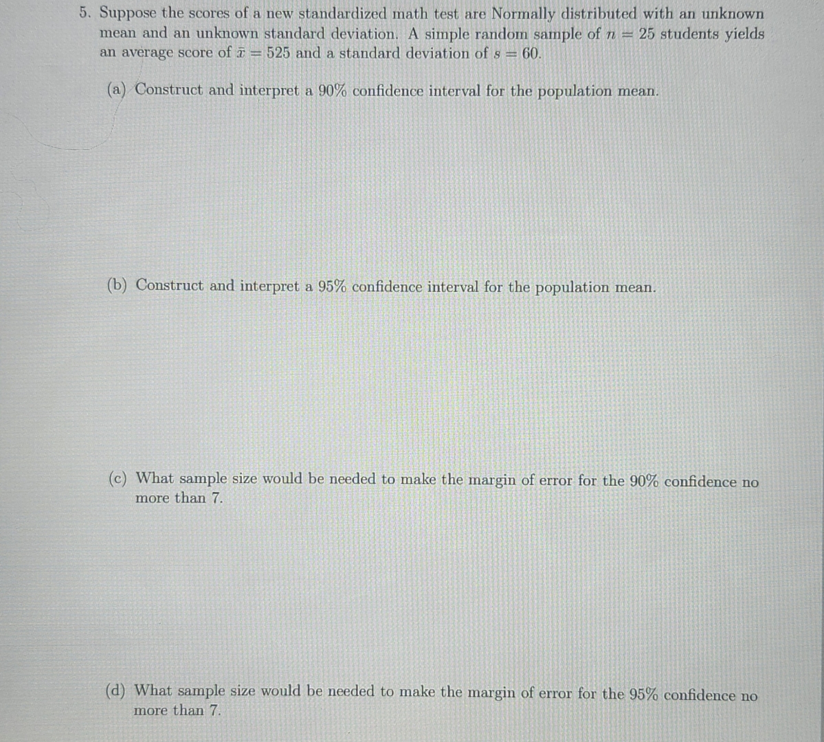 Solved Suppose the scores of a new standardized math test | Chegg.com