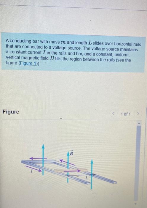 Solved A conducting bar with mass m and length L slides over | Chegg.com