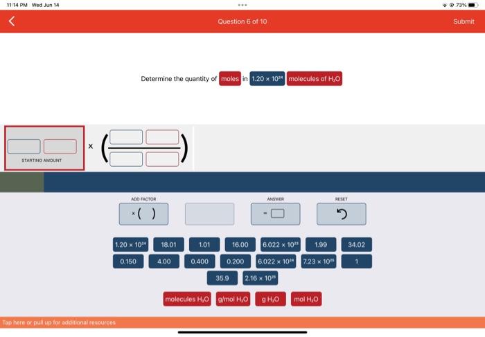 Solved Determine the quantity of moles in 1.20 x 1024 | Chegg.com