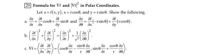 Solved 29 Formula for Vf and Vfl in Polar Coordinates. Let | Chegg.com