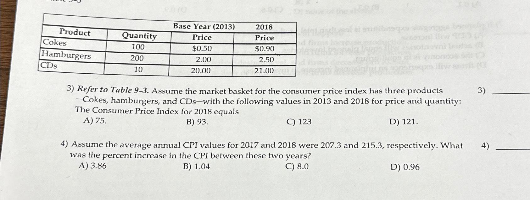 Solved \table[[Base Year | Chegg.com
