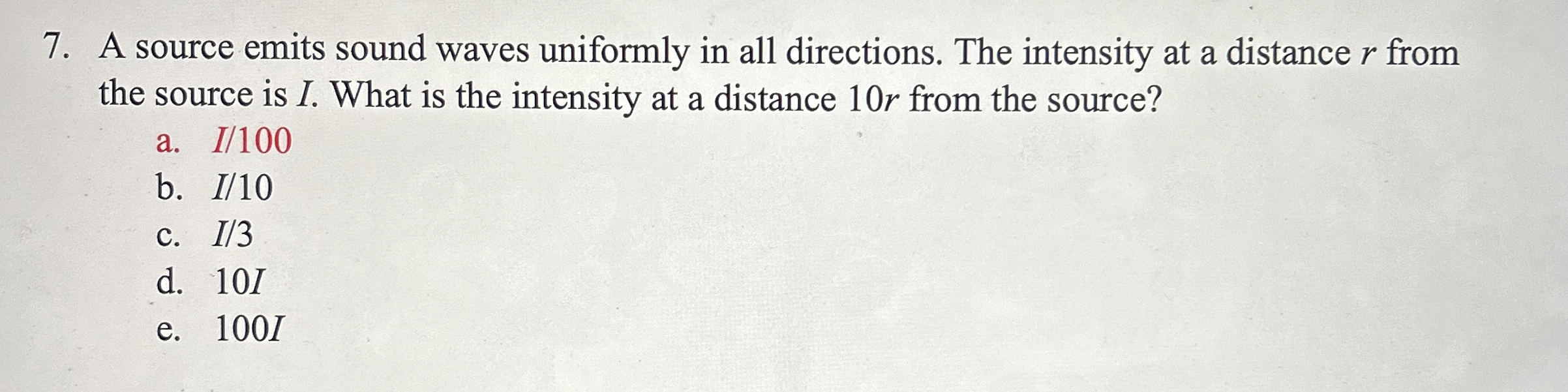 Solved A source emits sound waves uniformly in all | Chegg.com