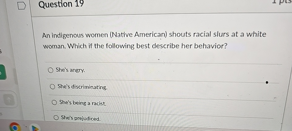 Solved Question 19An indigenous women (Native American) | Chegg.com