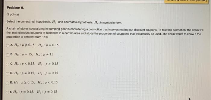 Solved Select the correct null hypothesis, H0, and | Chegg.com
