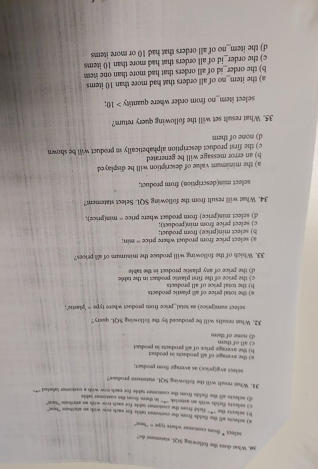 Solved What does the following SQL statement do?select * | Chegg.com