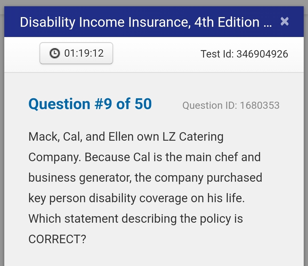 Solved Question \#9 ﻿of 50Question ID: 1680353Mack, Cal, and | Chegg.com