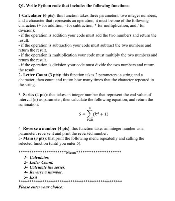 Solved Lab Work #3 Q1. Write Python code that includes the | Chegg.com