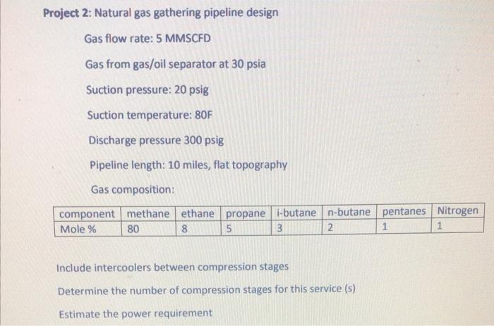 Solved Project 2: Natural gas gathering pipeline design Gas | Chegg.com