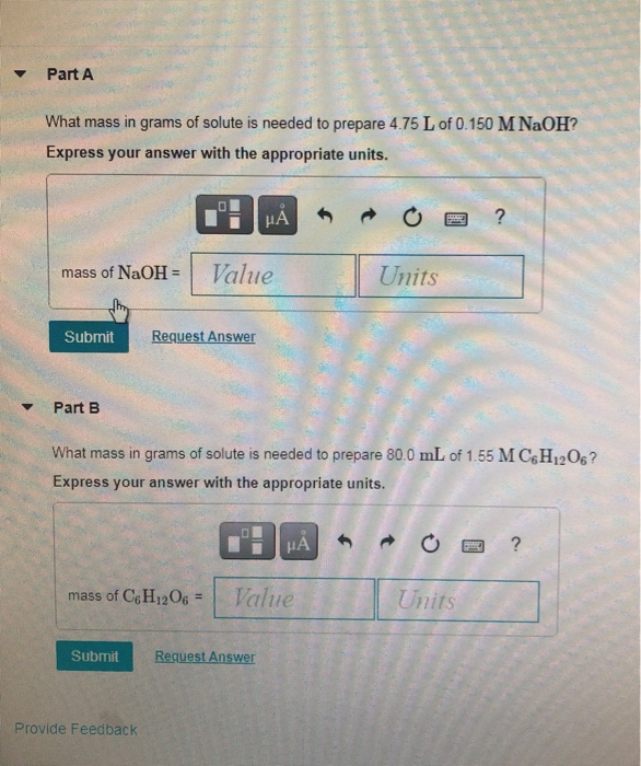 Solved Part A What mass in grams of solute is needed to | Chegg.com