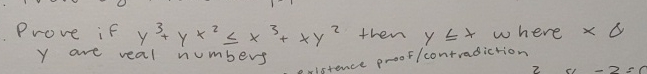 Solved Prove if y3+yx2≤x3+xy2 ﻿then y≤x ﻿where x ﻿and y are | Chegg.com