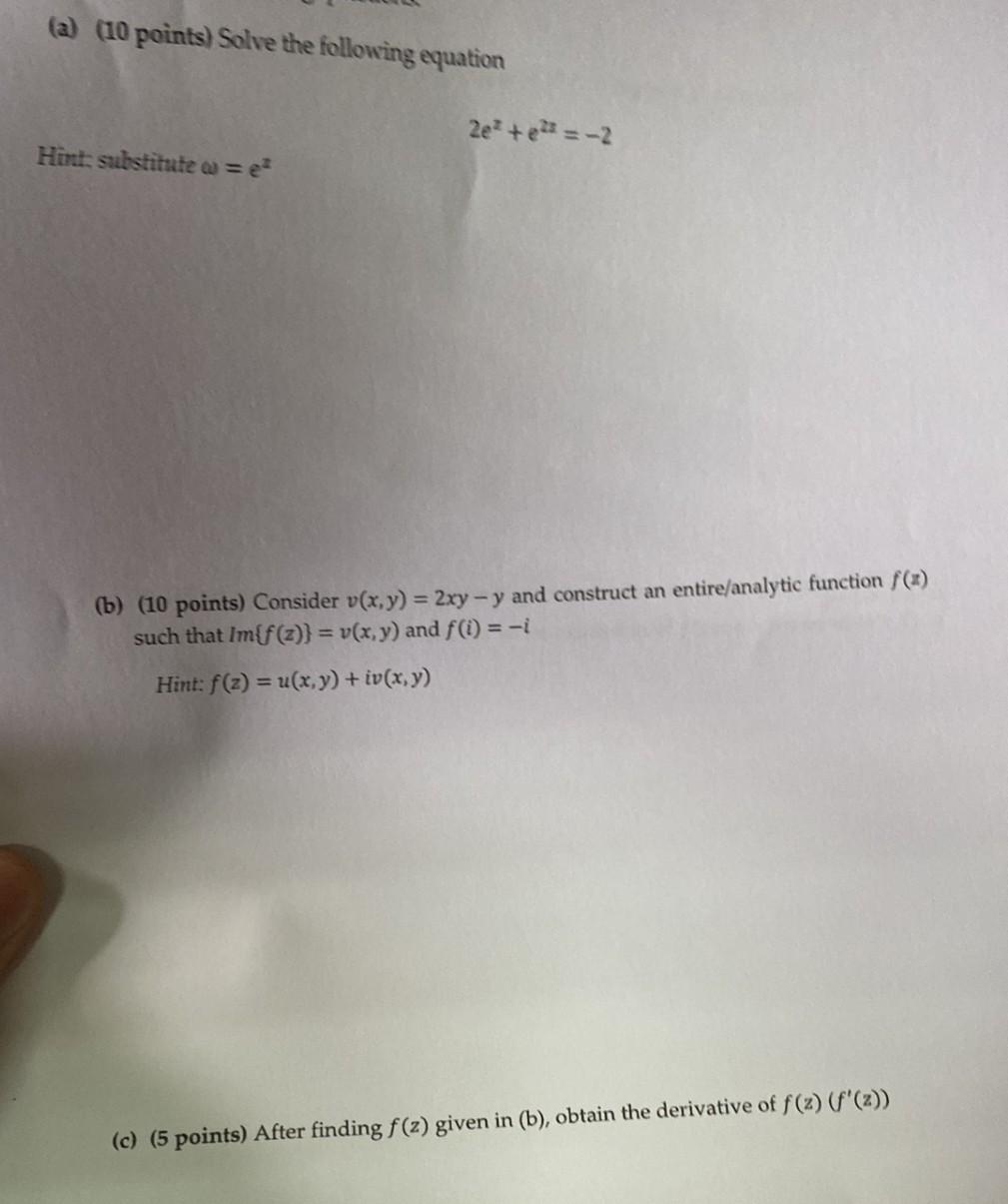 Solved (a) (10 points) Solve the following equation | Chegg.com
