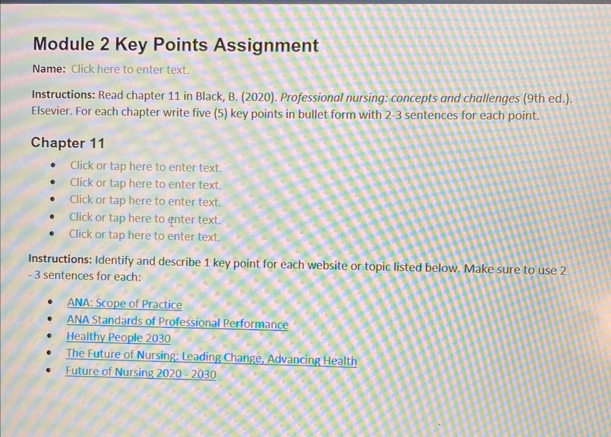 Solved Module 2 ﻿Key Points AssignmentName: Click here to | Chegg.com