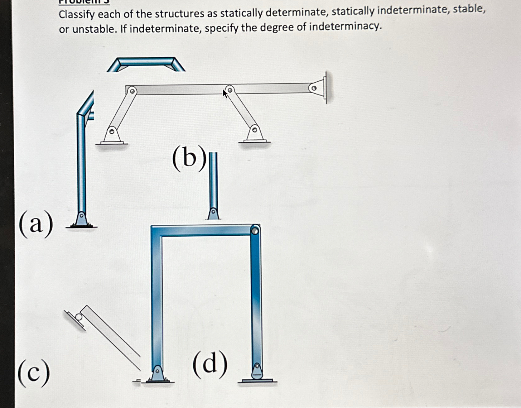 Solved Classify each of the structures as statically | Chegg.com