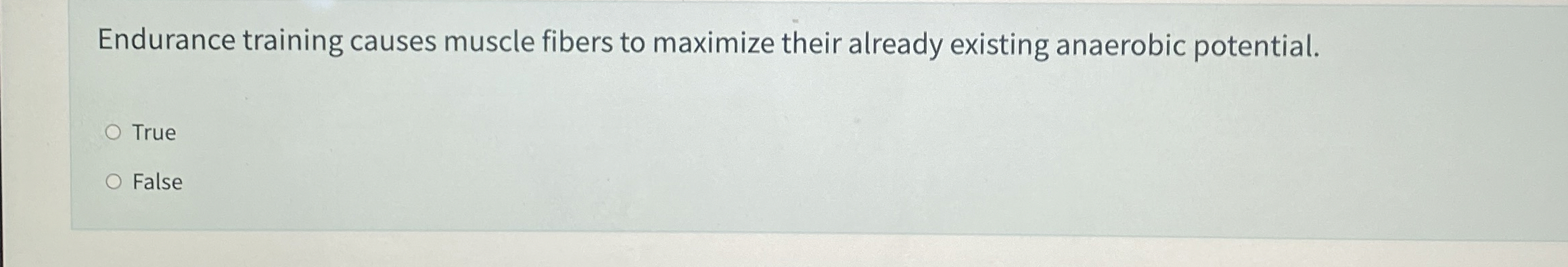 Solved Endurance training causes muscle fibers to maximize | Chegg.com