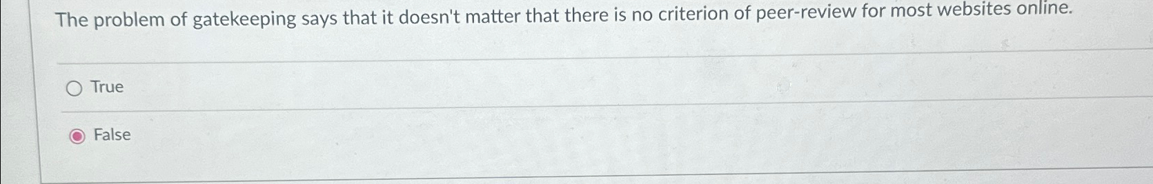 Solved The problem of gatekeeping says that it doesn't | Chegg.com