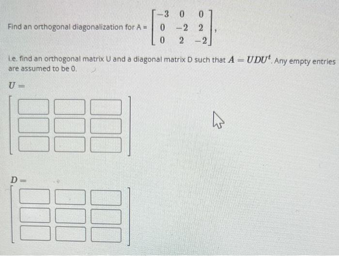 Solved Find an orthogonal diagonalization for | Chegg.com