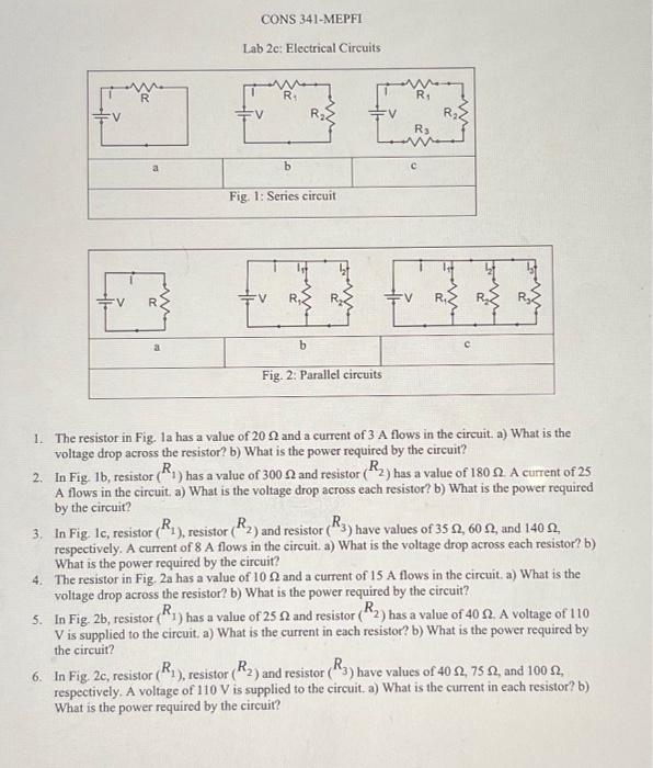 Solved Lab 2c: Electrical Circuits 1. The resistor in Fig. 1 | Chegg.com