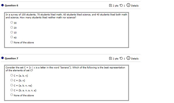 Solved Question 6In a survey of 100 ﻿students, 70 ﻿students | Chegg.com