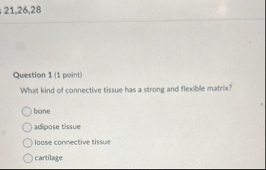 Solved 21,26,28Question 1 (1 ﻿point)What kind of connective | Chegg.com