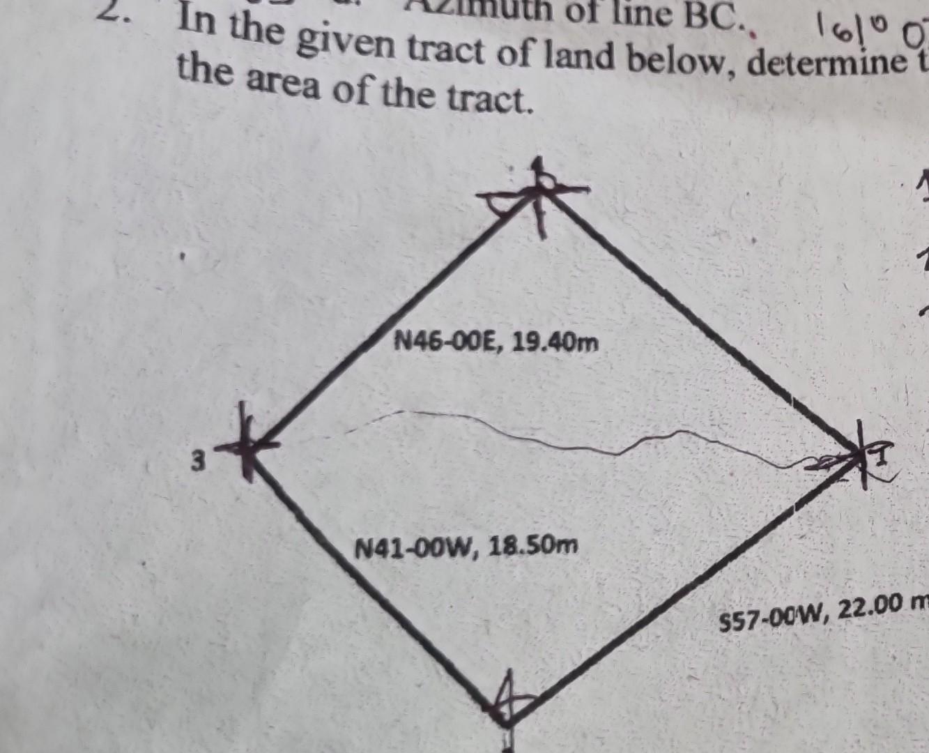Solved In the given tract of land below, determine the area | Chegg.com