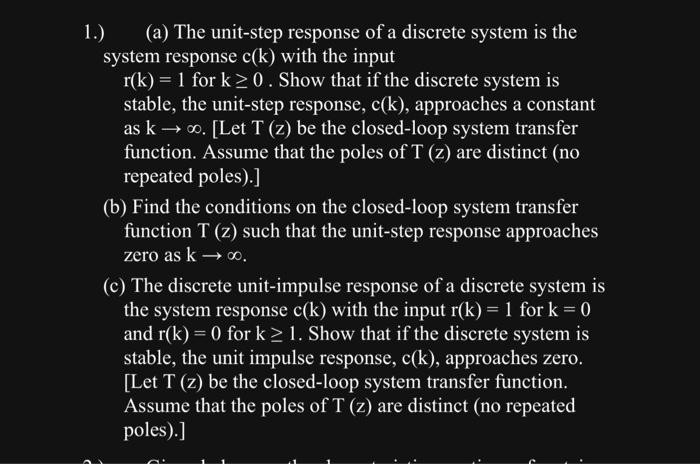 1.) (a) The unit-step response of a discrete system | Chegg.com