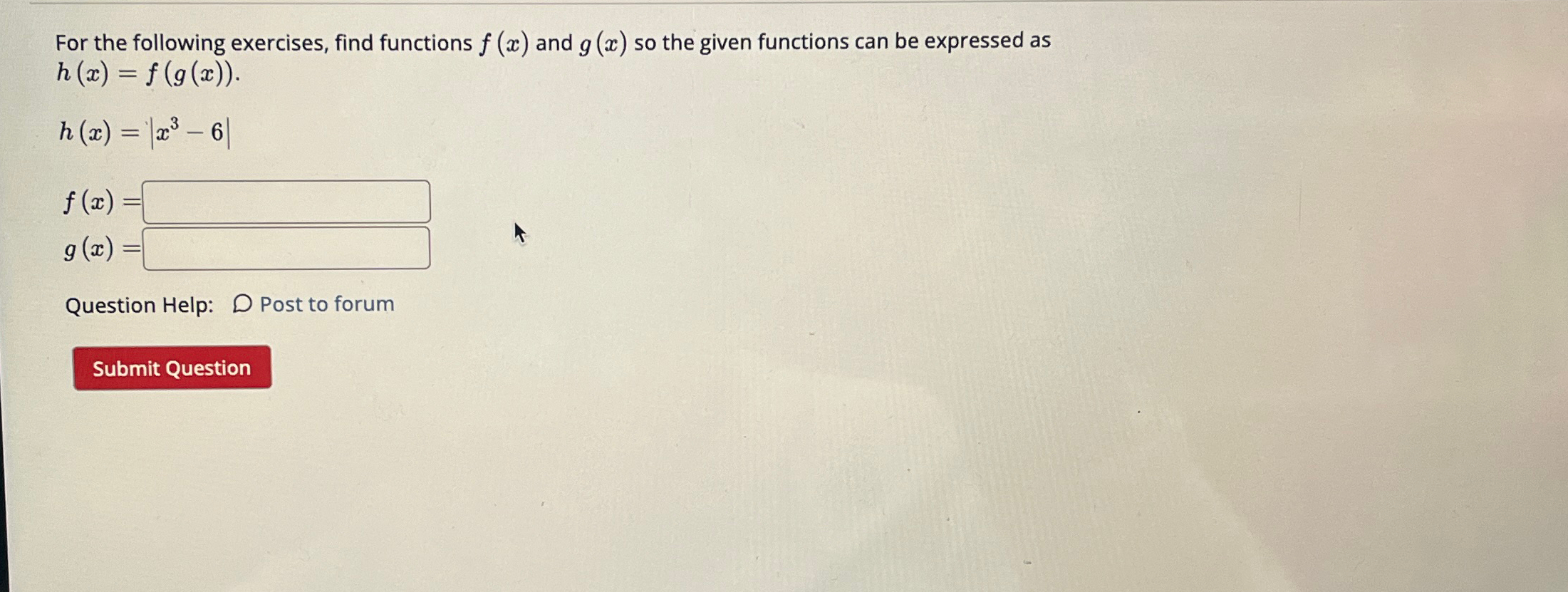 Solved For the following exercises, find functions f(x) ﻿and | Chegg.com