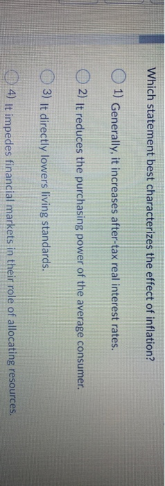 Solved Which statement best describes the consequences of | Chegg.com