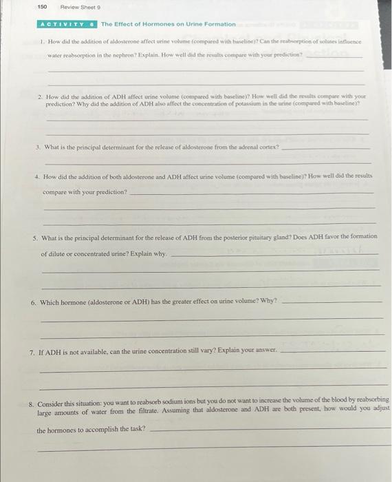 Solved 149 Review Sheets ACTIVITY Solute Gradients and Their | Chegg.com