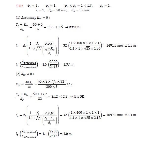 Solved Determine the development lengths required for the | Chegg.com