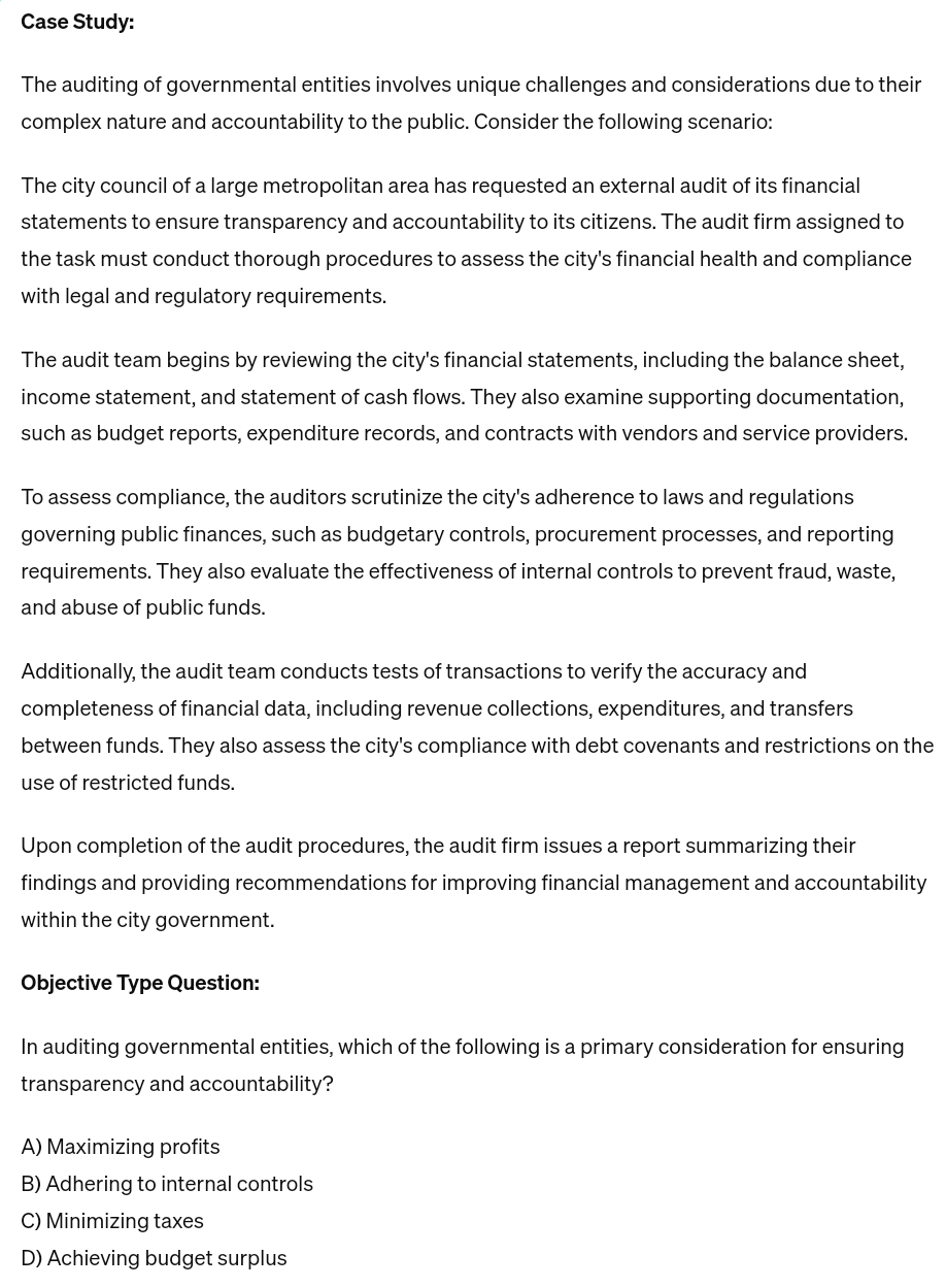 Solved Case Study:The auditing of governmental entities | Chegg.com