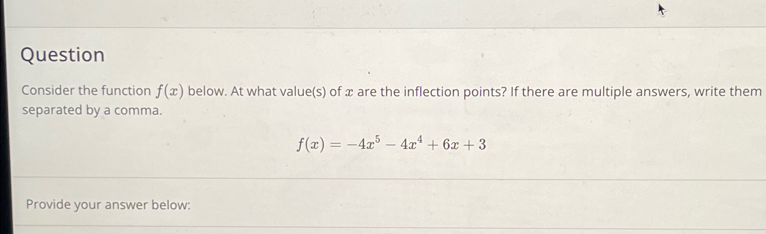 Solved QuestionConsider the function f(x) ﻿below. At what | Chegg.com