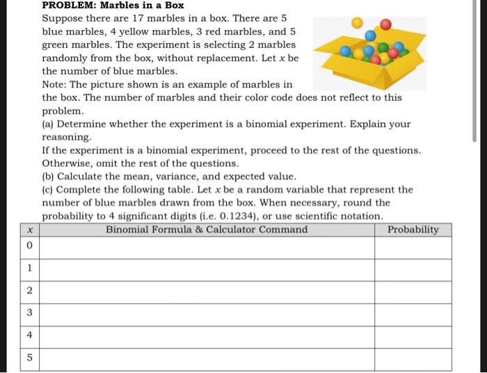 Solved PROBLEM: Marbles in a Box Suppose there are 17 | Chegg.com