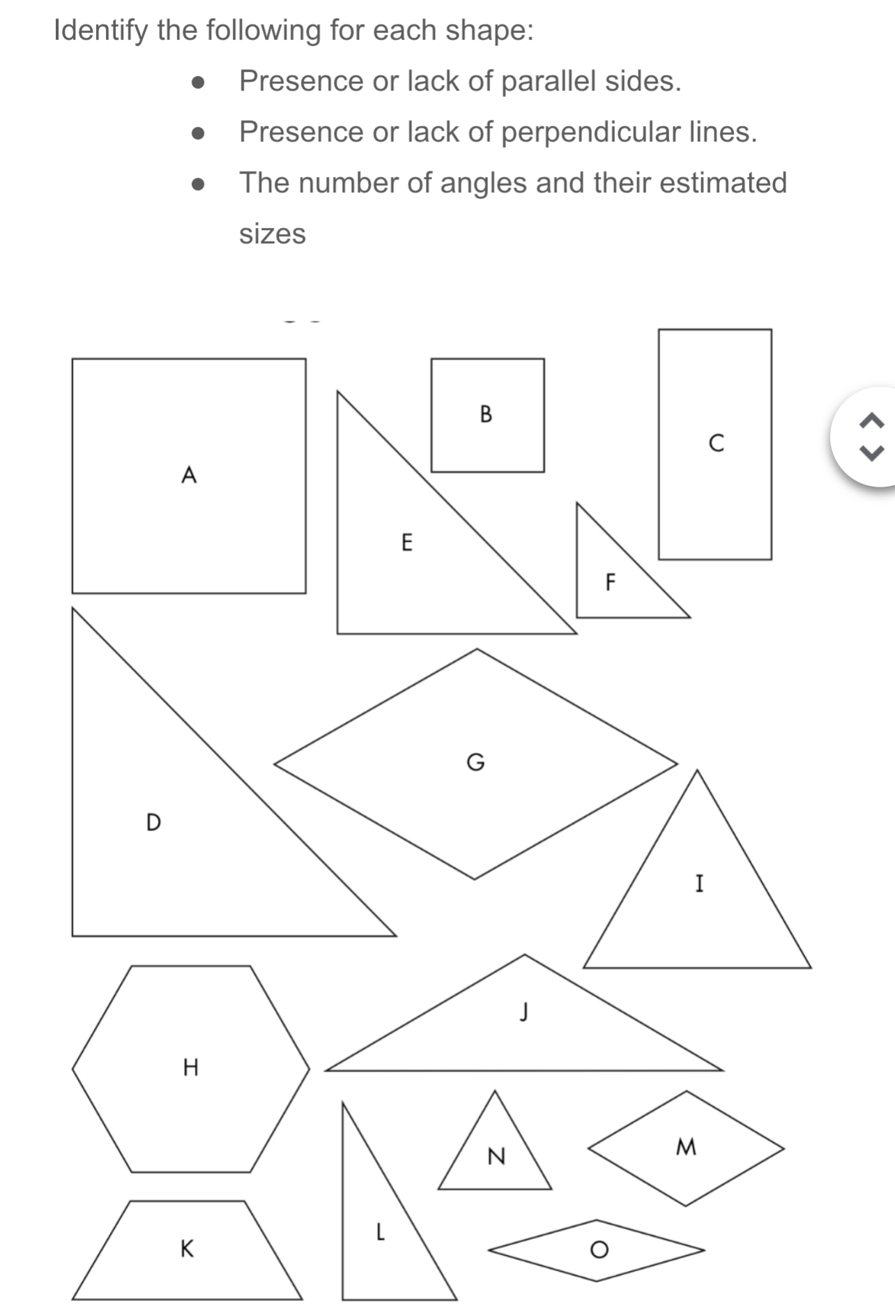 Solved Identify the following for each shape:Presence or | Chegg.com