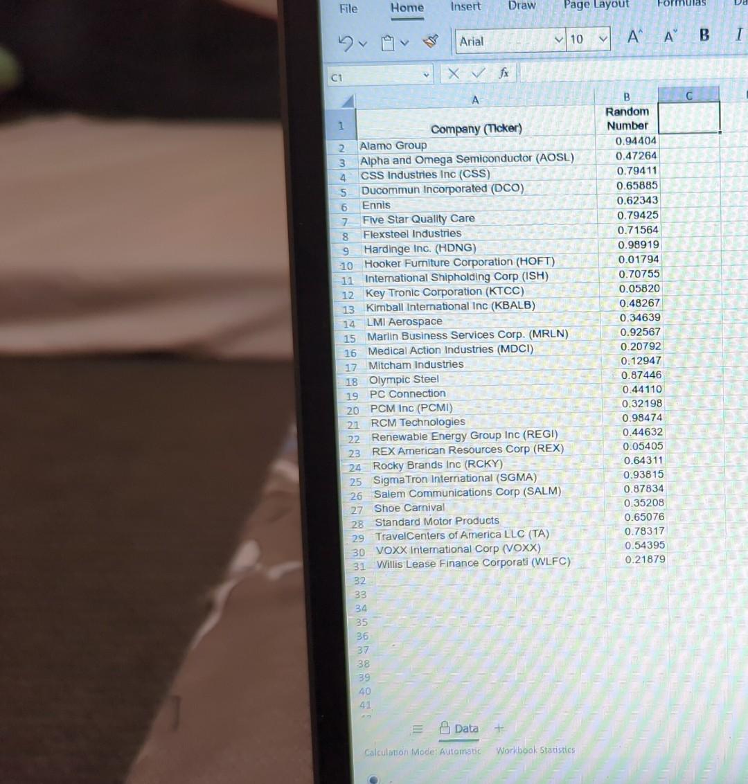File Home Insert Draw Page Layout Calculation Mode: | Chegg.com