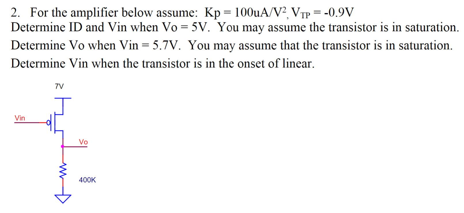 Solved For the amplifier below assume: | Chegg.com