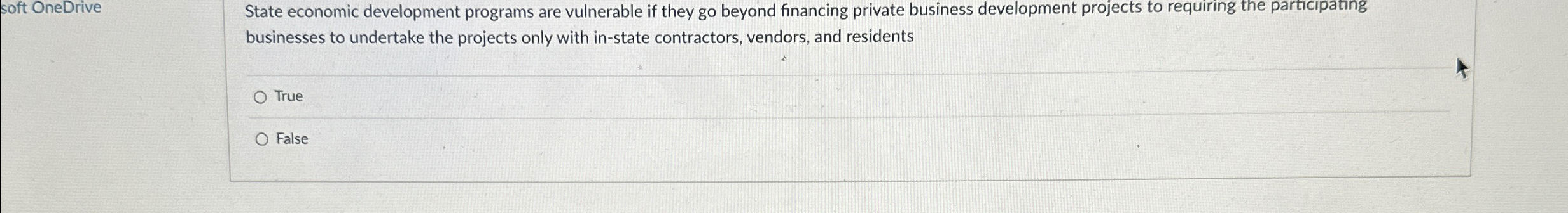 Solved State economic development programs are vulnerable if | Chegg.com