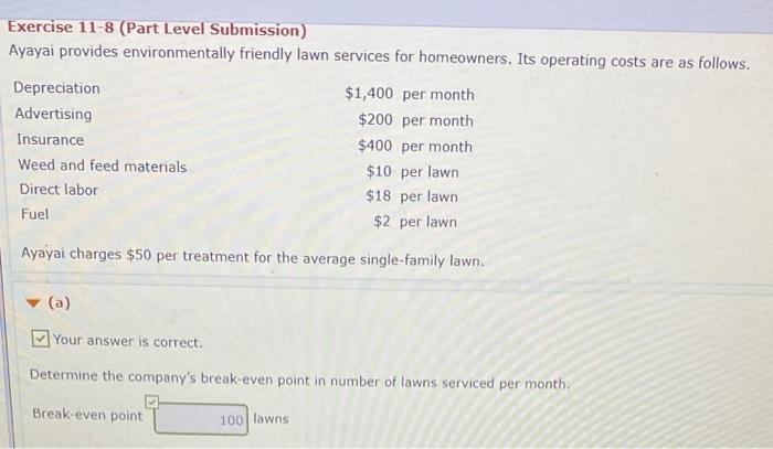 Solved Exercise 11-8 (Part Level Submission) Ayayai provides | Chegg.com