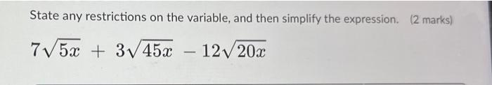 Solved State any restrictions on the variable, and then | Chegg.com
