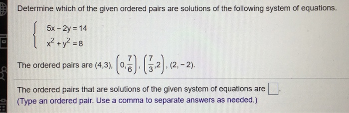 Solved Determine which of the given ordered pairs are | Chegg.com