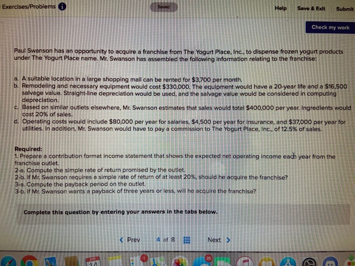 Solved Exercises/Problems Help Save & Exit Submit Check my | Chegg.com