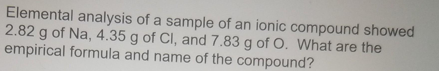 Solved Elemental analysis of a sample of an ionic compound | Chegg.com