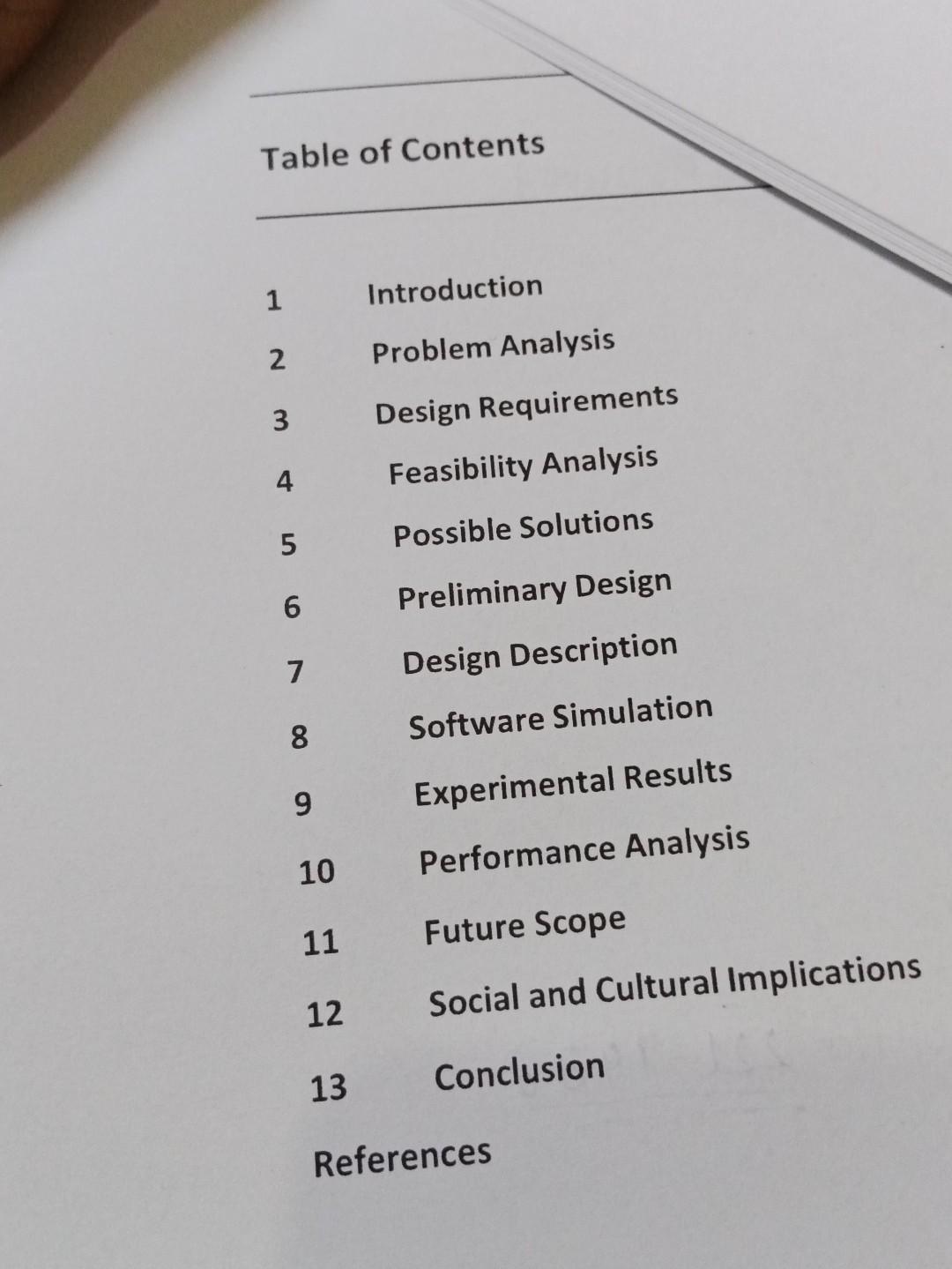 Solved Table of Contents 1 Introduction 2 Problem Analysis 3 | Chegg.com
