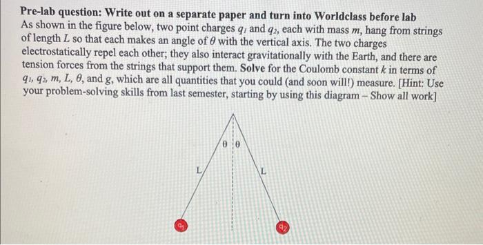 Solved Pre-lab question: Write out on a separate paper and | Chegg.com