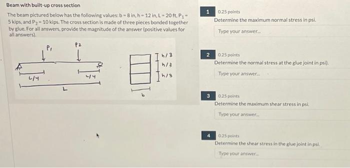 Solved Beam with built-up cross section The beam pictured | Chegg.com